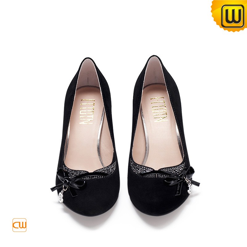 Women Leather Bow Front Pumps Shoes CW304017